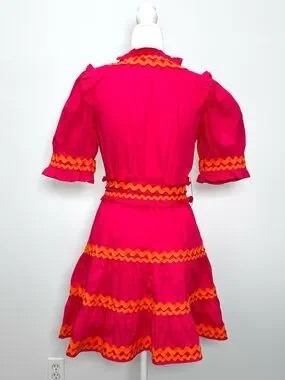 Sugarlips | Dresses | Sugarlips Coastal Faux Wrap Pink Rick Rack Puff ...